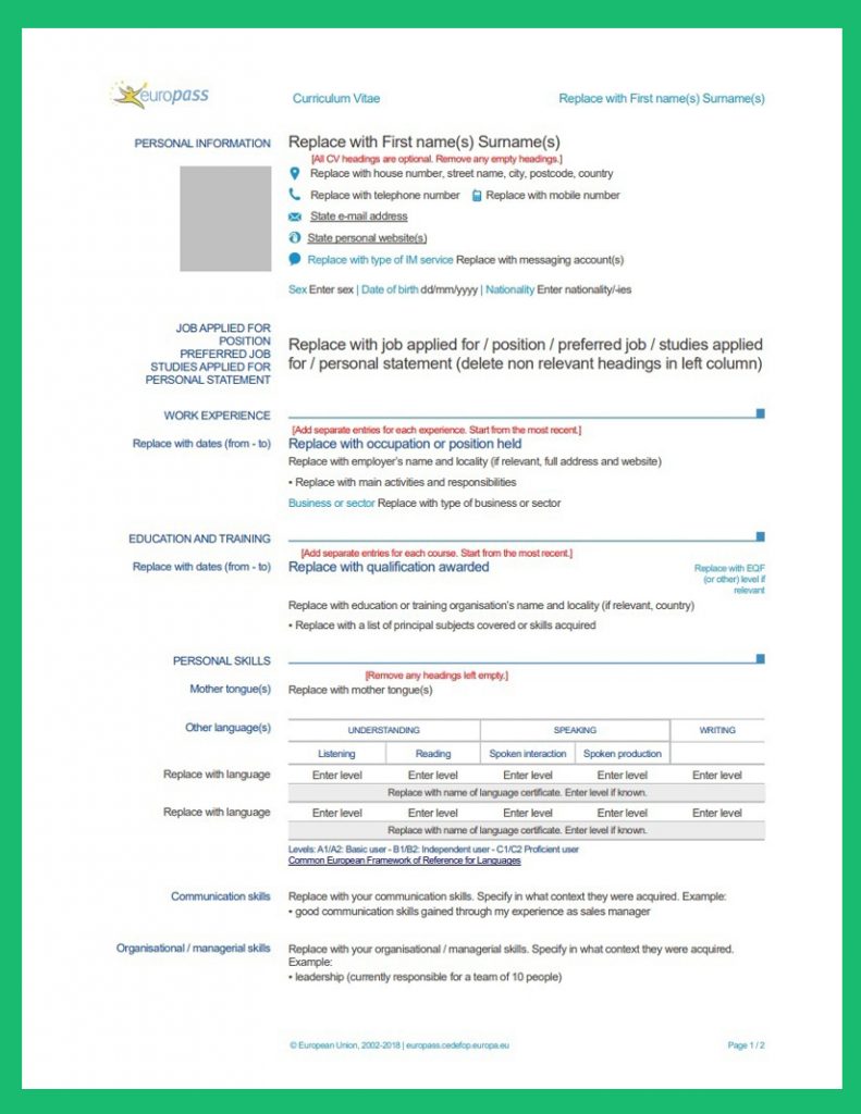 Europass životopis: kako ga napisati (uključen predložak) - Zaposlise.hr